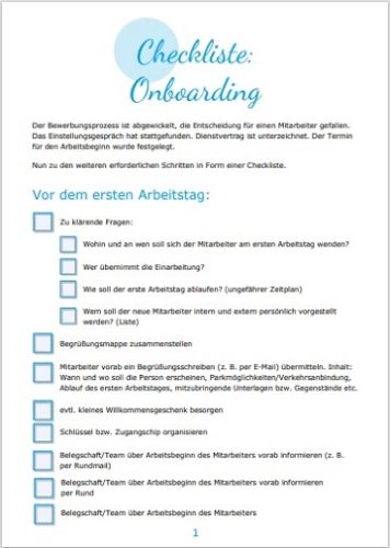 Onboarding → Checkliste, Mappe (Vorlage) & Mustertexte - ZEITBLÜTEN